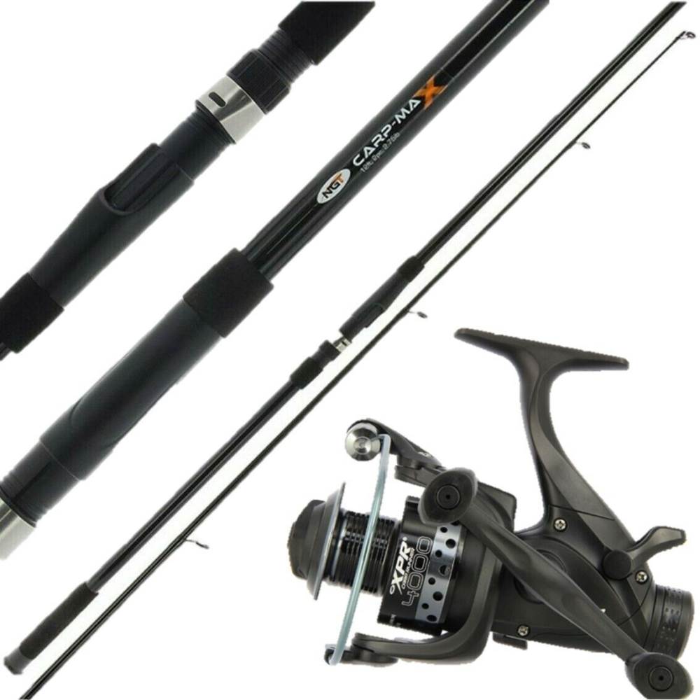 NGT CARP MAX 12FT 2PC CARP COARSE FISHING ROD + XPR 4000 CARP REEL ROD ...