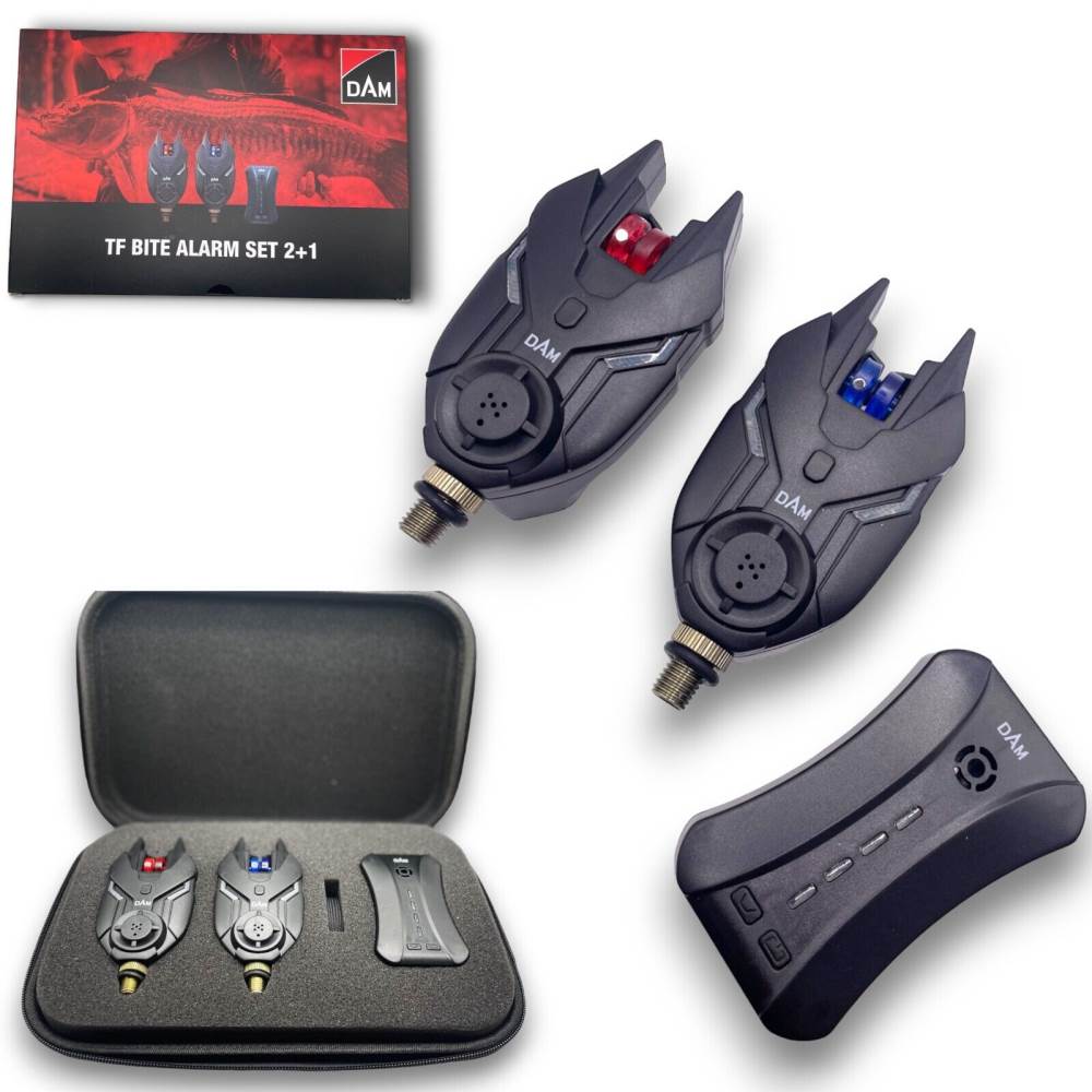 D.A.M TF Bite Alarm Set 2 Alarms + 1 Receiver Carp Fishing Bite Alarm ...